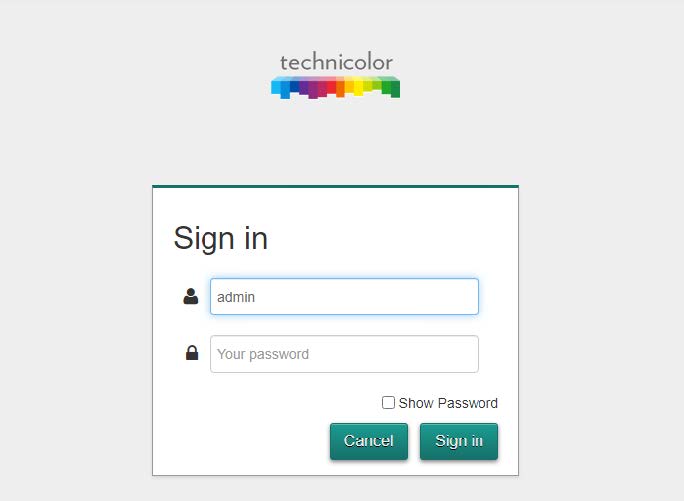 How to login to Technicolor router